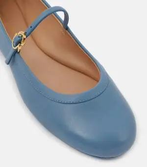 GIANVITO ROSSI Carla Leather Mary Jane Flats - Blue
