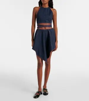 Alaïa Triangle Asymmetric Denim Miniskirt - Blue