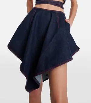 Alaïa Triangle Asymmetric Denim Miniskirt