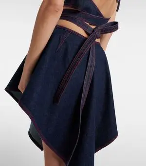 Alaïa Triangle Asymmetric Denim Miniskirt