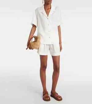 Asceno Prague Linen Bowling Shirt - Neutrals