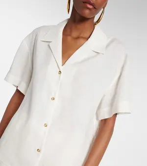 Asceno Prague Linen Bowling Shirt - Neutrals