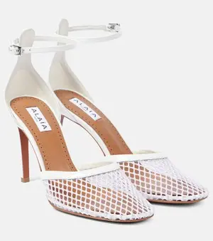 Alaïa Leather-trimmed Mesh Pumps - White