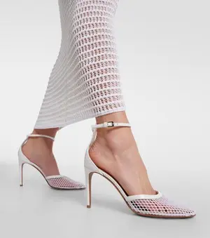 Alaïa Leather-trimmed Mesh Pumps - White