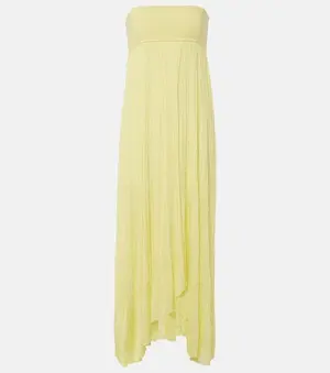 Alaïa Pleated Bustier Maxi Dress