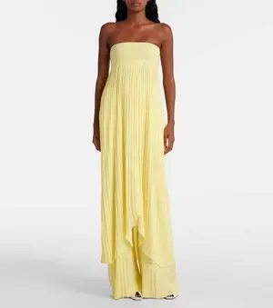 Alaïa Pleated Bustier Maxi Dress