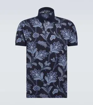 Etro Printed Cotton Piqué Polo Shirt - Blue