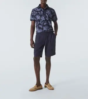 Etro Printed Cotton Piqué Polo Shirt - Blue