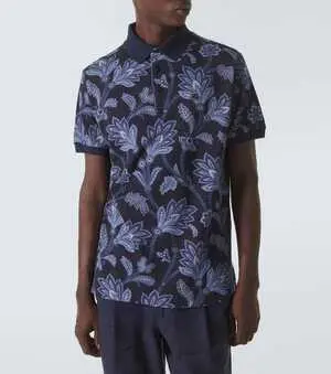 Etro Printed Cotton Piqué Polo Shirt - Blue