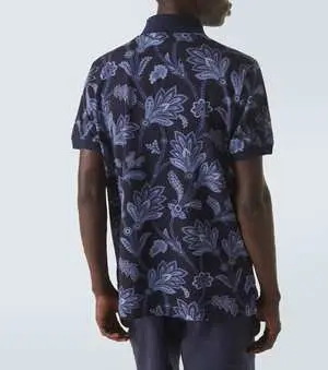 Etro Printed Cotton Piqué Polo Shirt - Blue