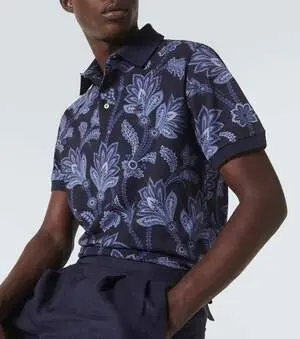 Etro Printed Cotton Piqué Polo Shirt - Blue