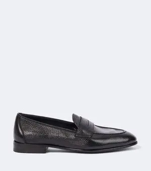 Brioni Appia Grained Leather Penny Loafers - Black