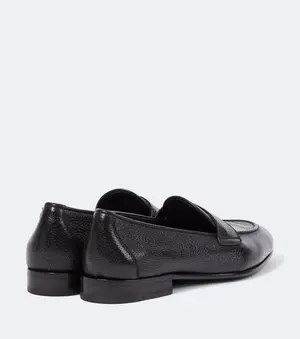 Brioni Appia Grained Leather Penny Loafers - Black