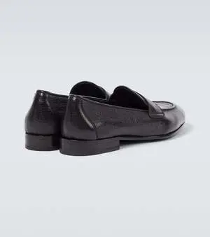 Brioni Appia Grained Leather Penny Loafers - Black