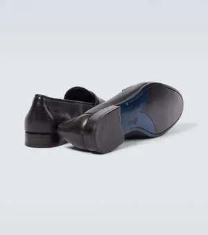 Brioni Appia Grained Leather Penny Loafers - Black