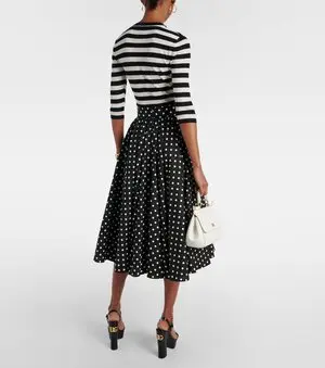 Dolce & Gabbana Polka-dot High-rise Cotton Poplin Midi Skirt