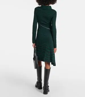Burberry Check Wool-blend Midi Dress - Green