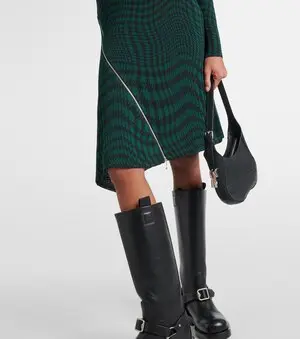 Burberry Check Wool-blend Midi Dress - Green