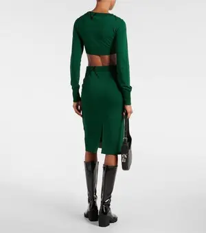 Burberry Checked Cotton Midi Skirt