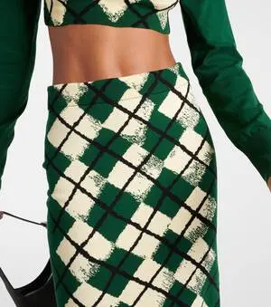 Burberry Checked Cotton Midi Skirt