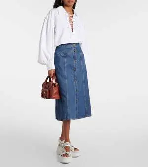 Chloé Nama Metallic Wedge Sandals - Silver