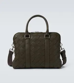 Bottega Veneta Intrecciato Leather Briefcase - Brown