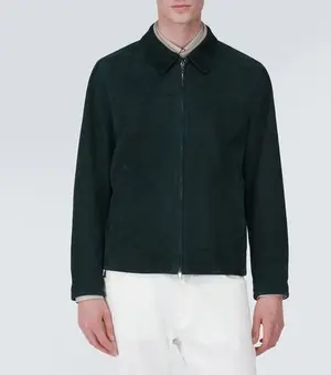 Brioni Suede Blouson Jacket - Green