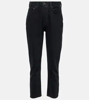 AGOLDE Riley Crop High-rise Slim Jeans - Black