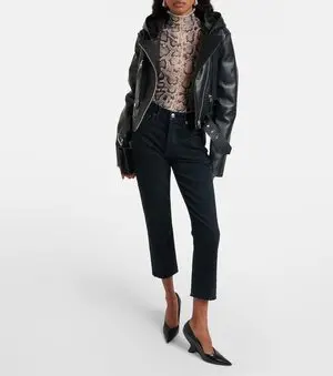 AGOLDE Riley Crop High-rise Slim Jeans - Black