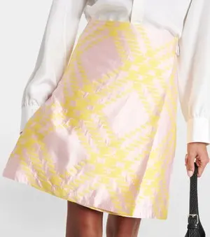 Burberry Checked Miniskirt - Yellow
