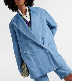 Dries Van Noten Oversized Denim Blazer - Blue