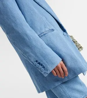 Dries Van Noten Oversized Denim Blazer - Blue