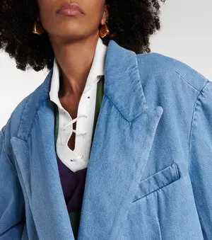 Dries Van Noten Oversized Denim Blazer - Blue