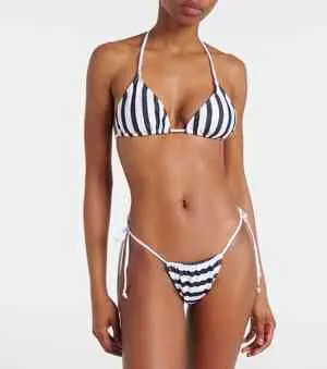 BANANHOT Bell Striped Bikini Bottom - Black