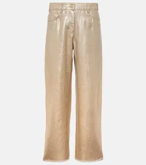 Max Mara High-rise Cropped Wide-leg Linen Pants