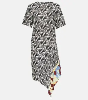 Dries Van Noten Printed Asymmetric Midi Dress