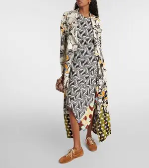 Dries Van Noten Printed Asymmetric Midi Dress