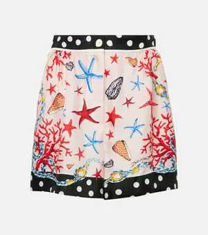 Dolce & Gabbana Capri Printed Silk Shorts - White