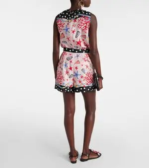 Dolce & Gabbana Capri Printed Silk Shorts - White