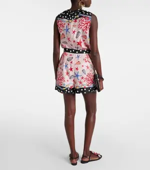 Dolce & Gabbana Capri Printed Silk Shorts - White