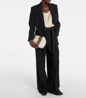Brunello Cucinelli Wool-blend Wide-leg Trousers - Black
