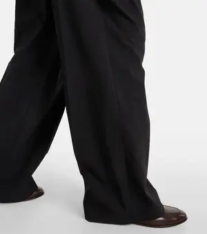 Brunello Cucinelli Wool-blend Wide-leg Trousers - Black