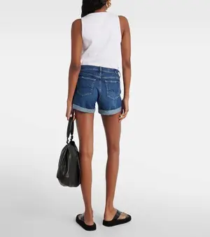 7 For All Mankind Mid-rise Denim Shorts - Blue