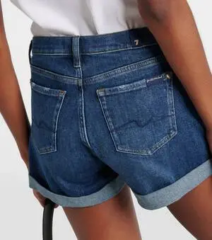 7 For All Mankind Mid-rise Denim Shorts - Blue