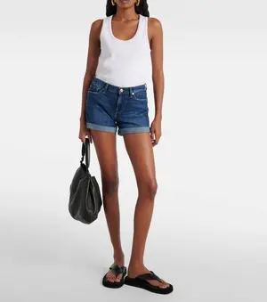 7 For All Mankind Mid-rise Denim Shorts - Blue