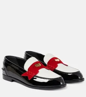 CHRISTIAN LOUBOUTIN Penny Suede-trimmed Patent Leather Loafers - Multicoloured
