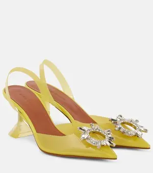 Amina Muaddi Begum Glass 70 Slingback Pumps - Yellow