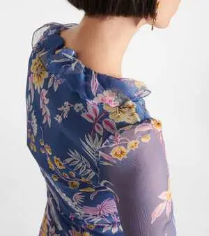 Etro Floral Print Silk Wrap Dress