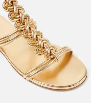 GIANVITO ROSSI Capua Metallic Leather Sandals - Gold