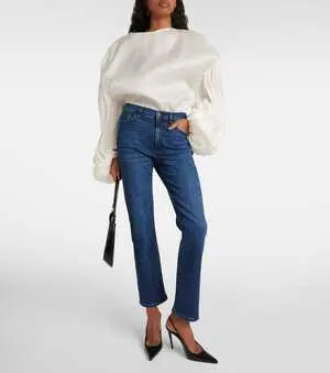 FRAME Le High Straight Mid-rise Jeans - Blue